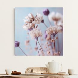Bilderwelten Leinwandbild Blumen Vintage Kunstdruck beige - Trockenblumen Nahaufnahme - Gr&auml;ser XXL Wohnzimmer Schlafzimmer