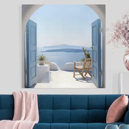 Bilderwelten Leinwandbild Santorini Blick &uuml;ber das Meer