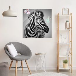 Bilderwelten Glasbild Tiere modern einzigartig Glas Wandbild - Zebra Baby Portrait II - Deko Wohnzimmer Schlafzimmer