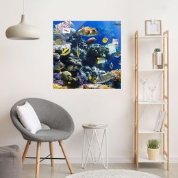 Bilderwelten Glasbild Strand Motiv blau Glas Wandbild - Underwater Reef - Deko Wohnzimmer Schlafzimmer