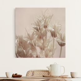Bilderwelten Leinwandbild Blumen modern Kunstdruck beige - Sepia Trockenblumen - Wandbild XXL Wohnzimmer Schlafzimmer
