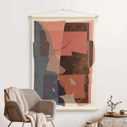 Bilderwelten Wandteppich originell rosa Abstrakt Stoffbild - Shabby Farbfl&auml;chen Komposition - Wandbild Wohnzimmer Schlafzimmer
