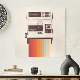 Bilderwelten Leinwandbild originell modern Kunstdruck bunt - Retro Kamera mit Regenbogen Film - Wandbild XXL Wohnzimmer Schlafzimmer