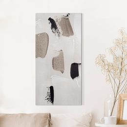 Bilderwelten Leinwandbild Pinselstriche auf cremefarbener Leinwand
