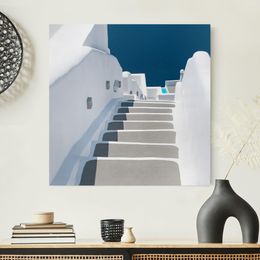 Bilderwelten Leinwandbild Santorinis Treppe ins Meer