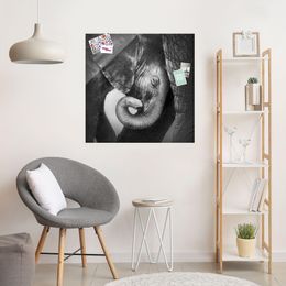 Bilderwelten Glasbild Tiere modern grau Glas Wandbild - Mutterliebe - Deko Wohnzimmer Schlafzimmer