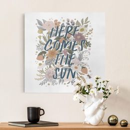 Bilderwelten Leinwandbild originell Abstrakt Kunstdruck pastell - Hier kommt die Sonne - Wandbild XXL Wohnzimmer Schlafzimmer