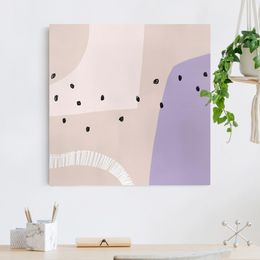 Bilderwelten Leinwandbild Collage in Pastel mit schwarzen Punkten