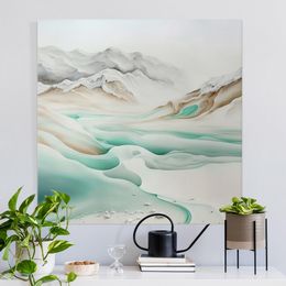 Bilderwelten Leinwandbild Natur Fotomontage Kunstdruck t&uuml;rkis - Eisige Landschaft - Landschaft XXL Wohnzimmer Schlafzimmer