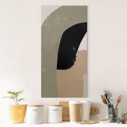 Bilderwelten Leinwandbild Komposition Schwarz Beige und Salbei II