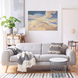 Bilderwelten Leinwandbild Handgemaltes Wolkenmeer in Pastell