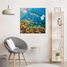 Bilderwelten Glasbild Tiere modern einzigartig Glas Wandbild - Korallenriff - Deko Wohnzimmer Schlafzimmer