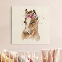 Bilderwelten Leinwandbild Florales Pony