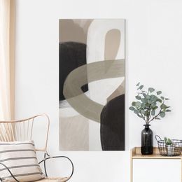 Bilderwelten Leinwandbild Komposition Schwarz Beige und Salbei