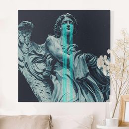 Bilderwelten Leinwandbild originell Fotomontage Kunstdruck blau - Digitale Tr&auml;nen - Wandbild XXL Wohnzimmer Schlafzimmer