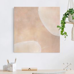 Bilderwelten Leinwandbild originell Abstrakt Kunstdruck beige - Kreisformen in Altrosa - Wandbild XXL Wohnzimmer Schlafzimmer