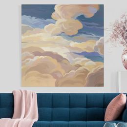 Bilderwelten Leinwandbild Handgemaltes Wolkenmeer in Pastell