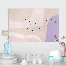 Bilderwelten Leinwandbild originell Abstrakt Kunstdruck pastell - Collage in Pastel mit schwarzen Punkten - Wandbild XXL Wohnzimmer Schlafzimmer