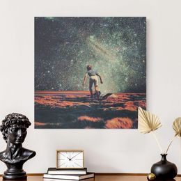 Bilderwelten Leinwandbild originell Fotomontage Kunstdruck bunt - Galaktische Nostalgie - Wandbild XXL Wohnzimmer Schlafzimmer