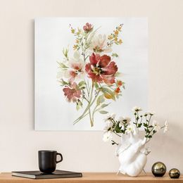Bilderwelten Leinwandbild Blumen Abstrakt Kunstdruck gr&uuml;n - Herbststrau&szlig; - Wandbild XXL Wohnzimmer Schlafzimmer