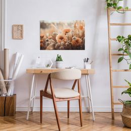 Bilderwelten Leinwandbild Blumen modern Kunstdruck orange - Herbstfeld Close-Up - Wandbild XXL Wohnzimmer Schlafzimmer