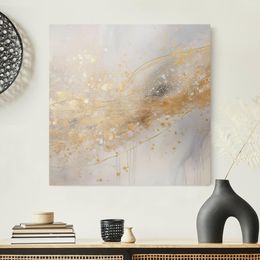 Bilderwelten Leinwandbild originell Abstrakt Kunstdruck gold - Abstrakter Farbschwung - Wandbild XXL Wohnzimmer Schlafzimmer