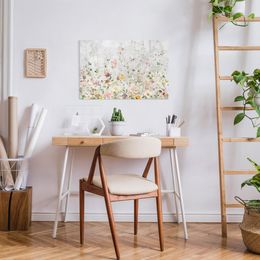 Bilderwelten Leinwandbild Aquarell Bl&uuml;ten auf wei&szlig;er Shabby Betonwand