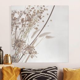 Bilderwelten Leinwandbild Bouquet aus Ziergras und Bl&uuml;ten