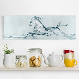 Bilderwelten Leinwandbild - Panorama Gl&auml;sernes Ross