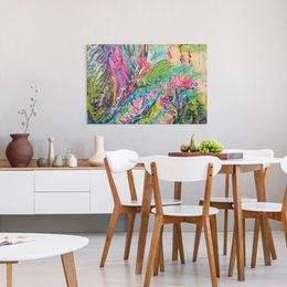Bilderwelten Leinwandbild originell Abstrakt Kunstdruck bunt - Abstrakte Farbenexplosion - Wandbild XXL Wohnzimmer Schlafzimmer