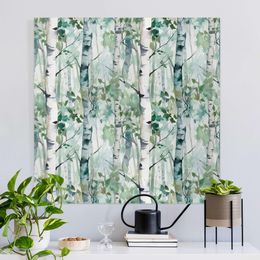 Bilderwelten Leinwandbild Aquarell Birkenwald im Sommer