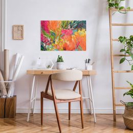Bilderwelten Leinwandbild originell Abstrakt Kunstdruck bunt - Abstrakte Blumen Malerei - Wandbild XXL Wohnzimmer Schlafzimmer