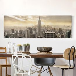 Bilderwelten Leinwandbild - Panorama Manhattan Dawn