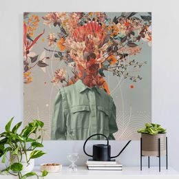 Bilderwelten Leinwandbild Blumen modern Kunstdruck orange - Blumen Portr&auml;t - Bl&uuml;ten in Orange - Wandbild XXL Wohnzimmer Schlafzimmer
