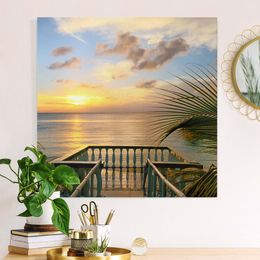 Bilderwelten Leinwandbild Blick auf Sonnenuntergang am Strand