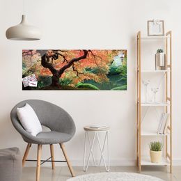 Bilderwelten Glasbild - Panorama Japanischer Garten