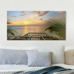 Bilderwelten Leinwandbild Blick auf Sonnenuntergang am Strand
