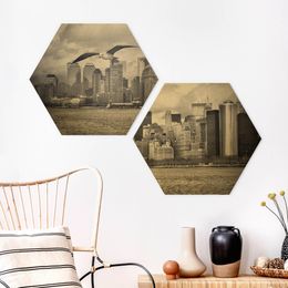 Bilderwelten 2-teiliges Hexagon-Alu-Dibond Bild No.YK1 New York II