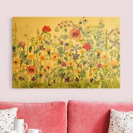 Bilderwelten Leinwandbild Aquarellierte Blumenwiese