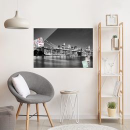 Bilderwelten Glasbild - Querformat Nighttime Manhattan Bridge II