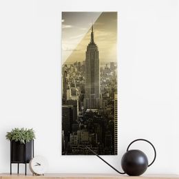 Bilderwelten Glasbild Stadt Motiv einzigartig Glas Wandbild - Manhattan Skyline - New York Wohnzimmer Schlafzimmer
