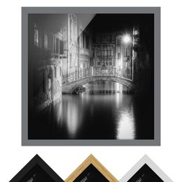 Bilderwelten Bild mit Rahmen - Quadrat Br&uuml;cke Venedig