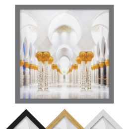 Bilderwelten Bild mit Rahmen - Quadrat Moschee in Gold