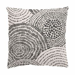 Bilderwelten Dekokissen beige originell Abstrakt - Schwarze Kreise VI - Bett Couch Sofakissen Bezug & F&uuml;llung in 40x40 50x50 60x60