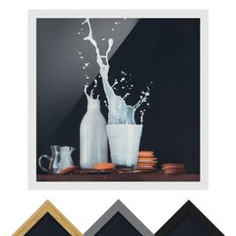 Bilderwelten Bild mit Rahmen Kulinarisch einzigartig modern inkl. Rahmung - Milch Komposition - Deko K&uuml;che