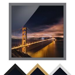 Bilderwelten Bild mit Rahmen - Quadrat Golden Gate to Stars