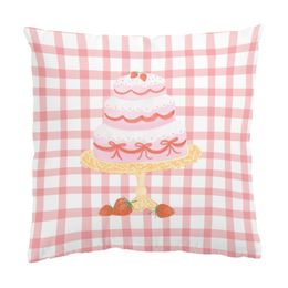 Outdoorkissen - Vintage Italien Erdbeertorte - rosa Kulinarisch Vintage Getr&auml;nke Gartenkissen wetterfest 40x40 50x50 60x60