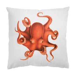 Bilderwelten Dekokissen Vintage Illustration Roter Oktopus