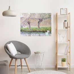 Bilderwelten Glasbild - Querformat Claude Monet - Weidenb&auml;ume Fr&uuml;hling