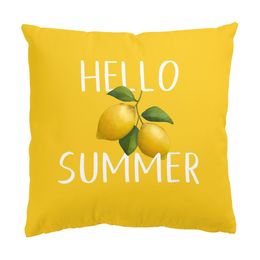 Bilderwelten Dekokissen Kissenbezug gelb Spr&uuml;che Unifarben - Sonnengelb - Hello Zitronensommer - Spr&uuml;che Sofakissen Bezug & F&uuml;llung in 40x40 50x50 60x60